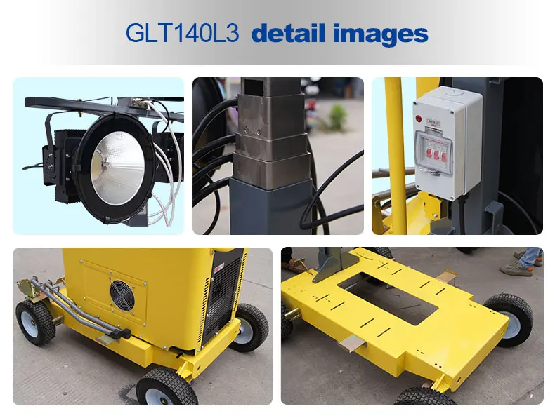 4x1000w LED Construction Light Tower with Diesel Generator