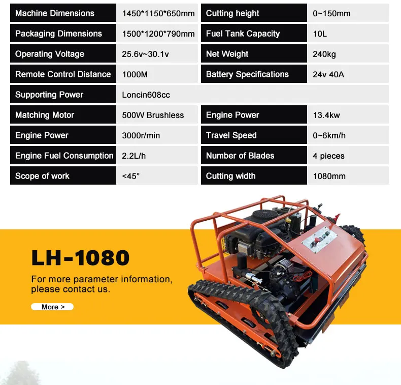 1000mm Home Lawn Sweeper Remote Control Mowers for Slopes