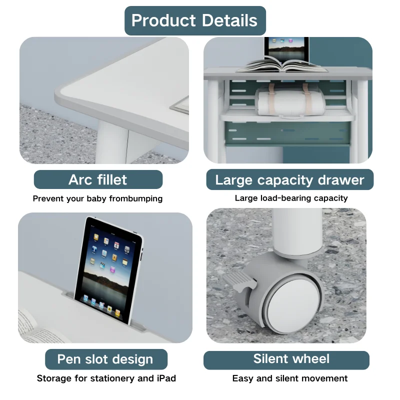 Modern Removable MDF Student Desk with Wheels School Furniture Set ...