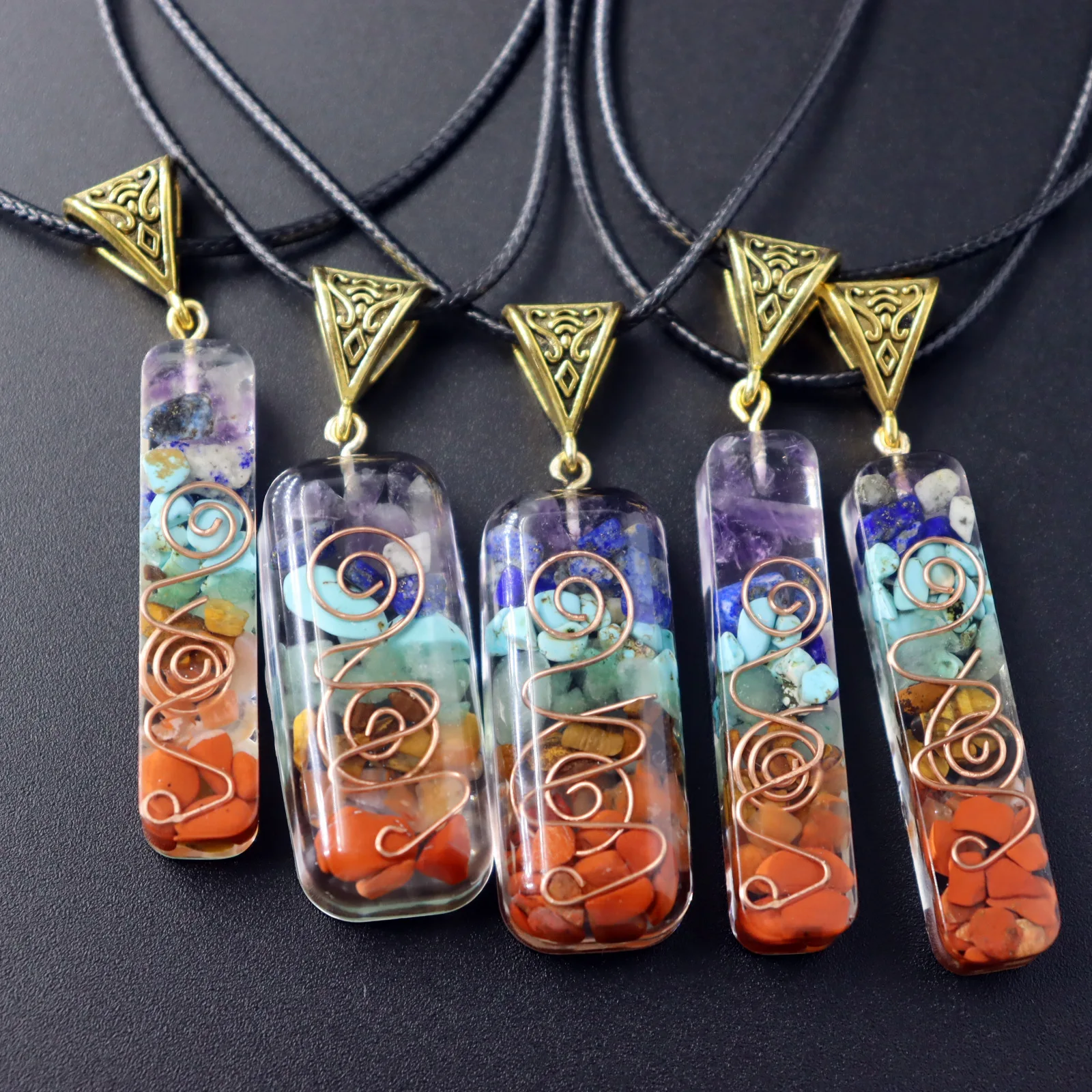 7 Chakra Orgone Energy Crystal Healing Pendant Necklace Gemstone ...
