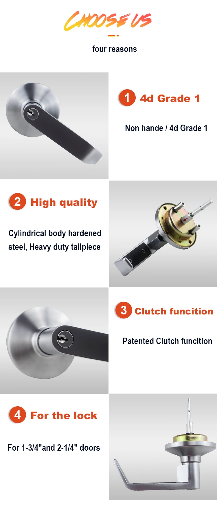 Modern Style Outside Lever Trim Handle for Fire Exit Door Steel and Apartment Use| Alibaba.com