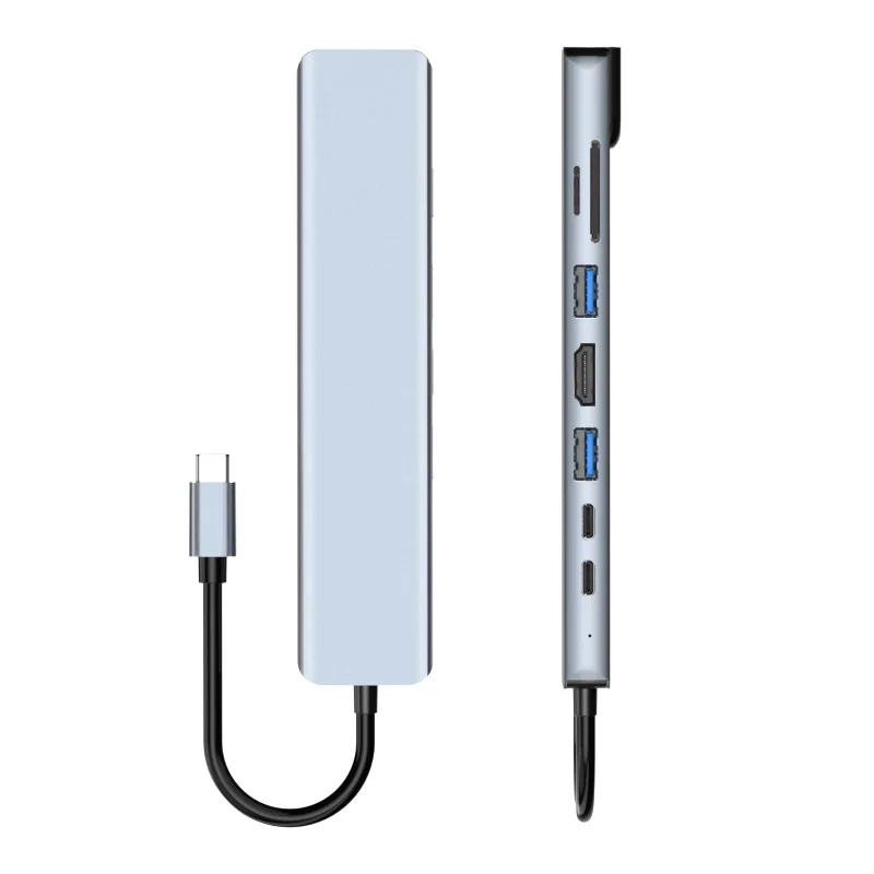 8-port Usb C Hub 8-in-1 3.0 Docking Station Splitter Type C Hub Adapter ...