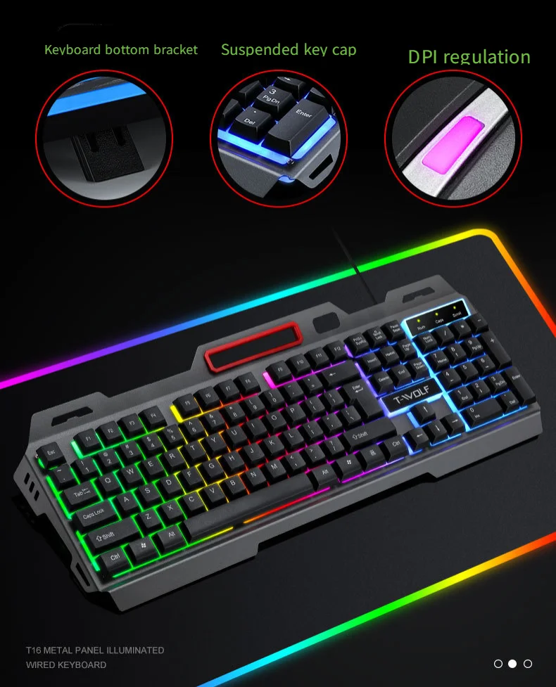 Gaming Keyboard and Mouse PC RGB Backlit Keyboard Rubber Keycaps Wired ...