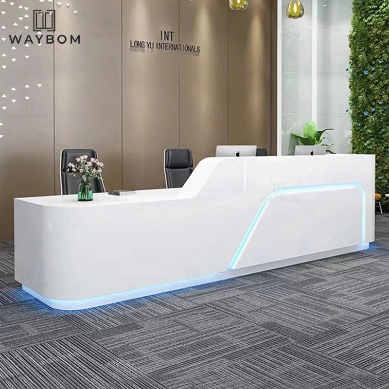 Light Luxury White Restaurant Reception Desk Gold Salon Shop Cashier ...
