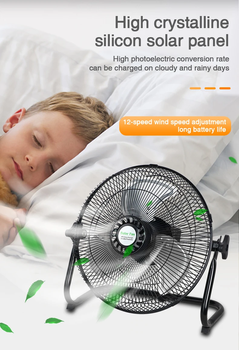 7.4v 12v Dc Solar Rechargeable Electric Powered Fan