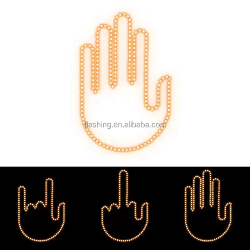 Hot Selling Hand Gesture Light Rgb Color Car Back Window Finger Rage ...
