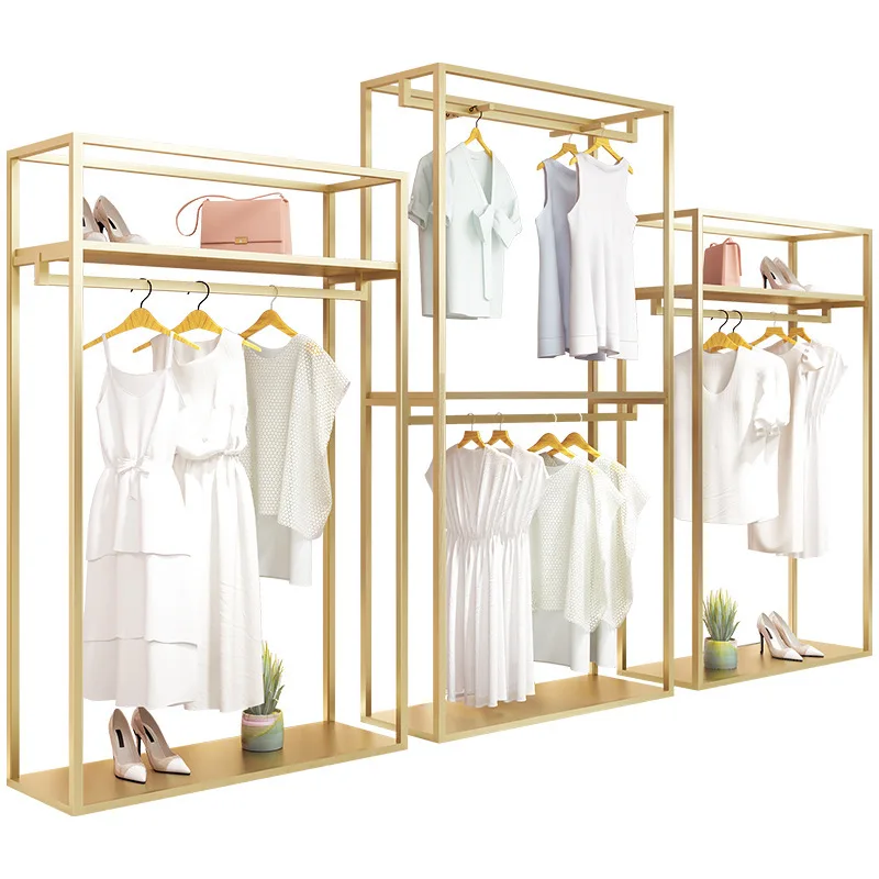 Luxury Gold Apparel Display Stands - Custom Clothing Fixtures