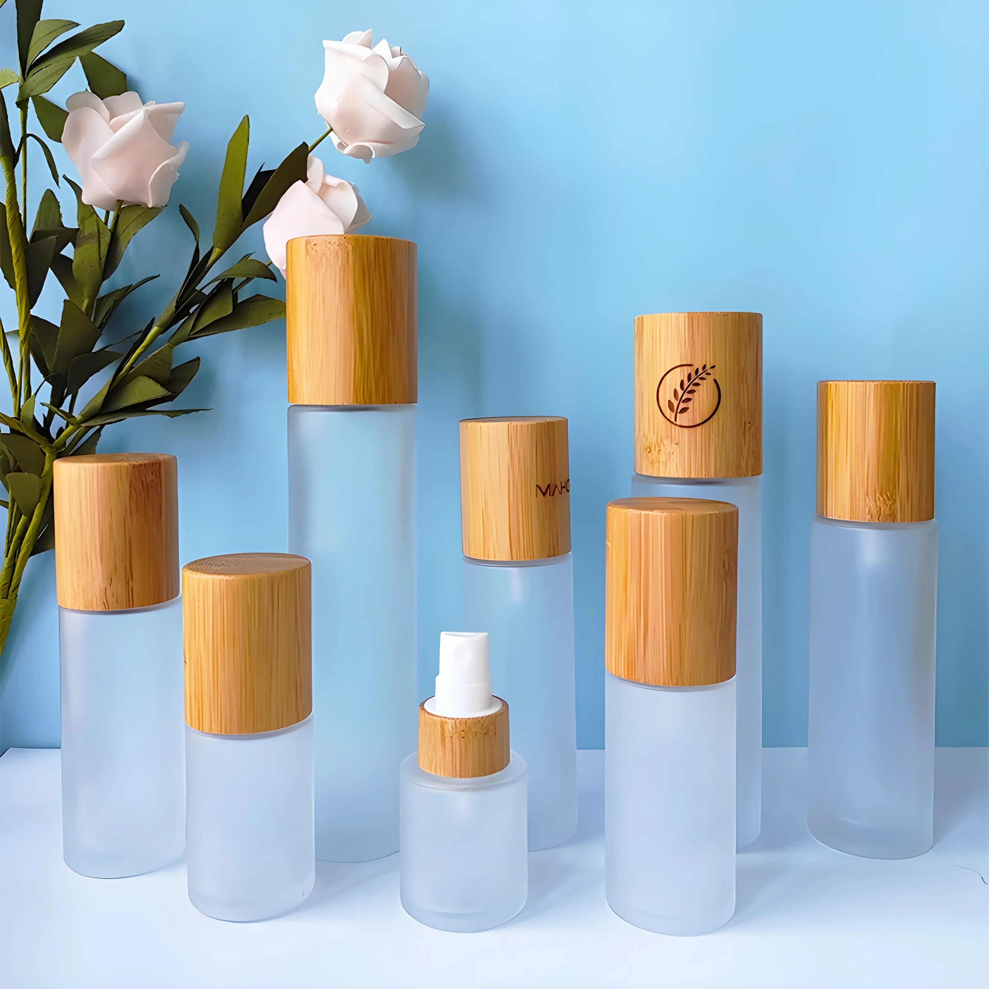 Custom Bamboo Lid Cosmetic Packaging - 30ml to 200ml