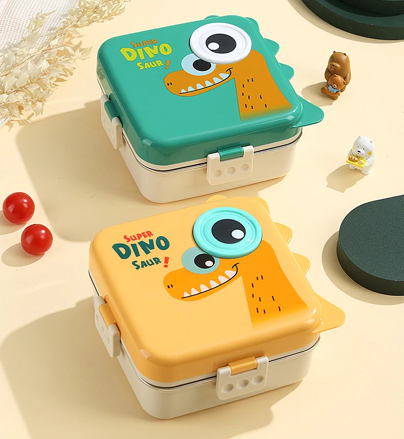 Bpa Free Dual-tier Cute Lunch Box For Kids And Students Pre-school ...