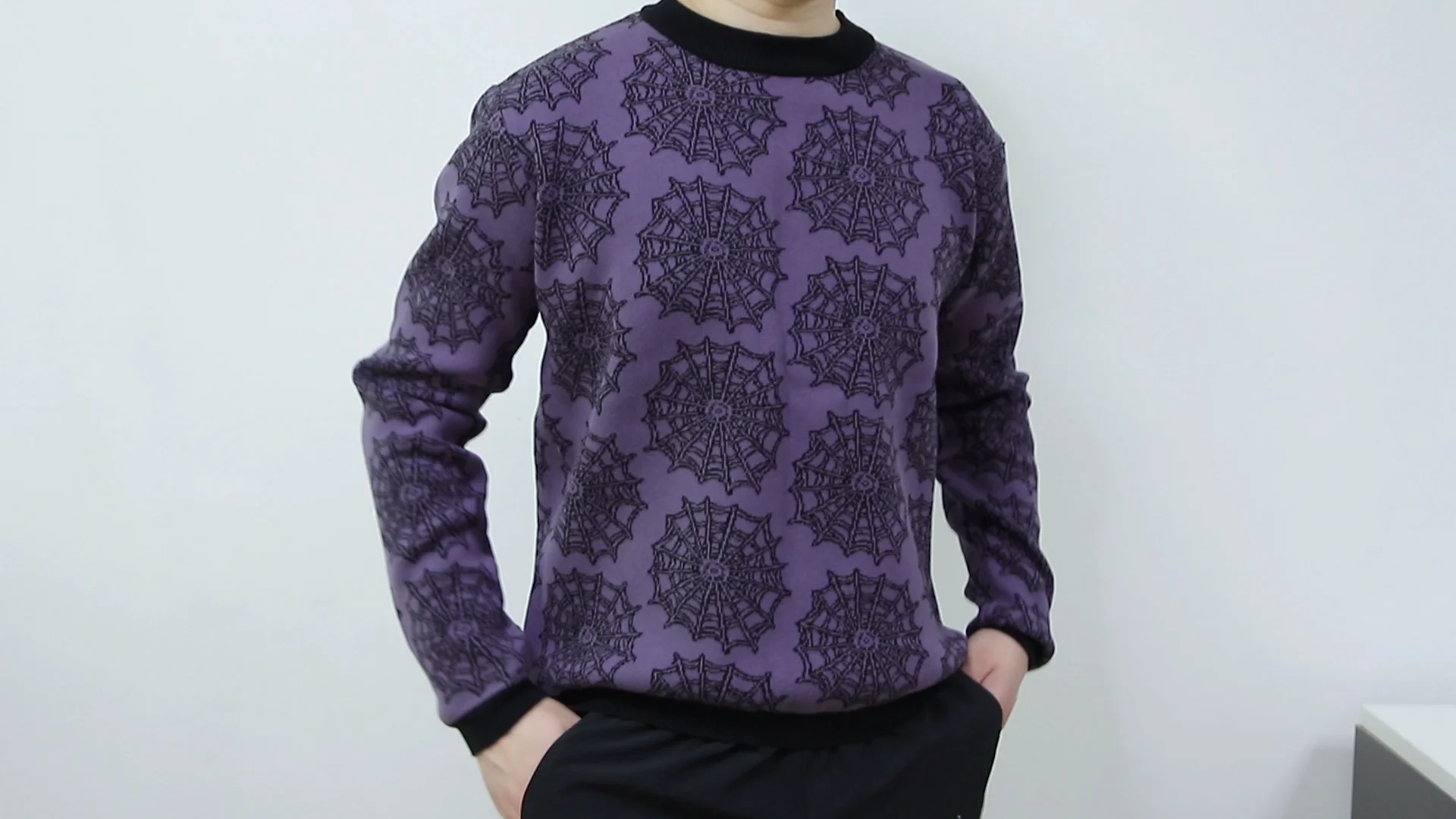 New Jacquard Brand Letter Jacquard Logo Round Neck Knit Pullover Custom ...