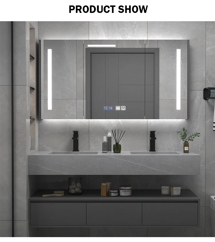 Smart Mirror Cabinet - LED Illuminated Storage for Bathroom