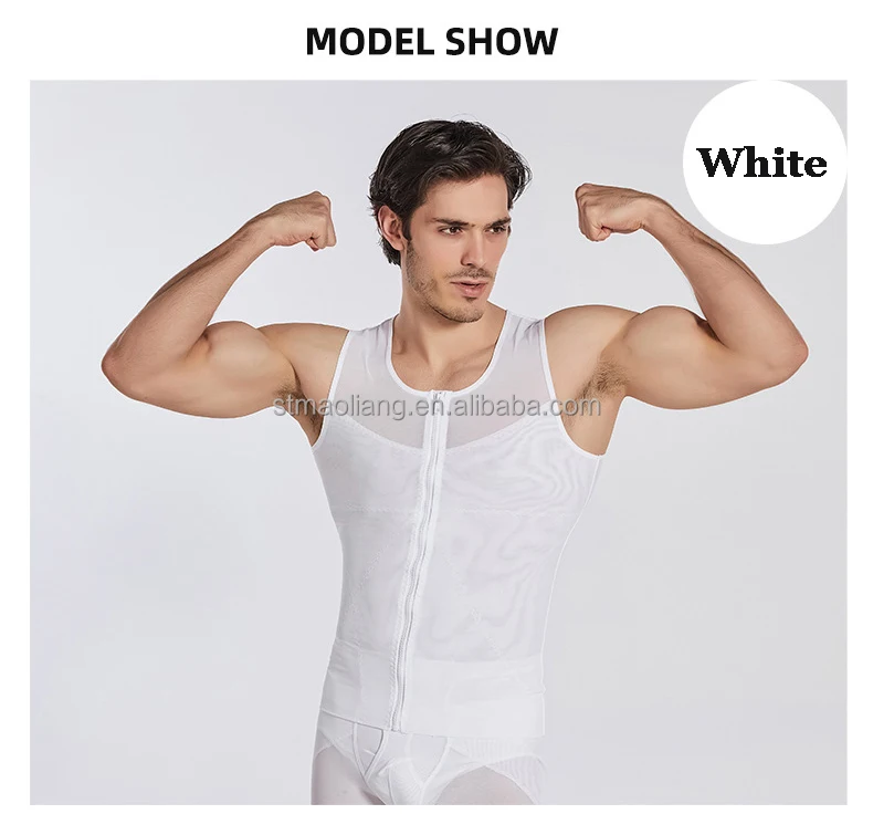 6351 Men Chest Compression Shirt Slim Gynecomastia Vest Tummy Control ...