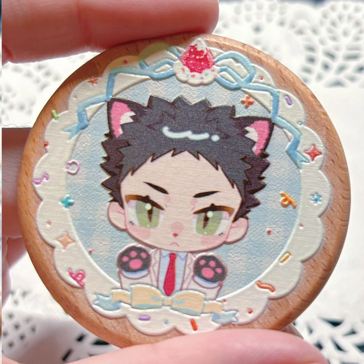 New Wooden Cute Anime Cartoon Charm - Customizable Keyring