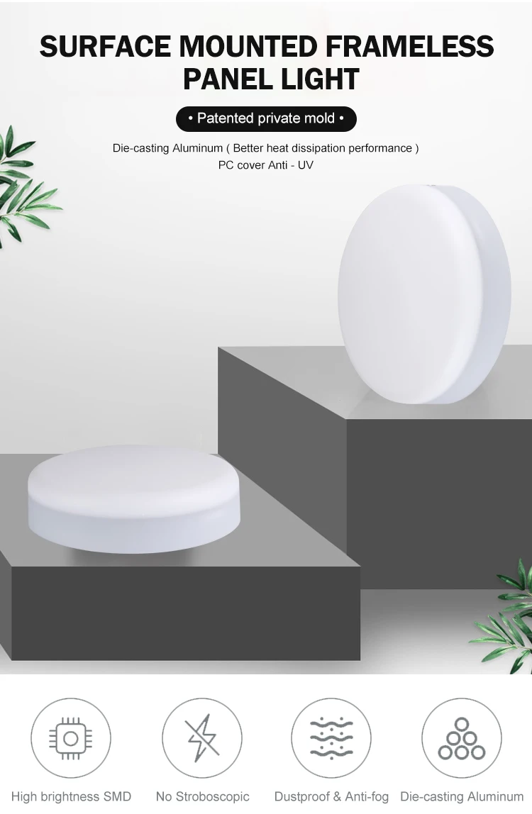 Square Surface Mounted Pc Cover Aluminum Housing Frameless Panel Light ...