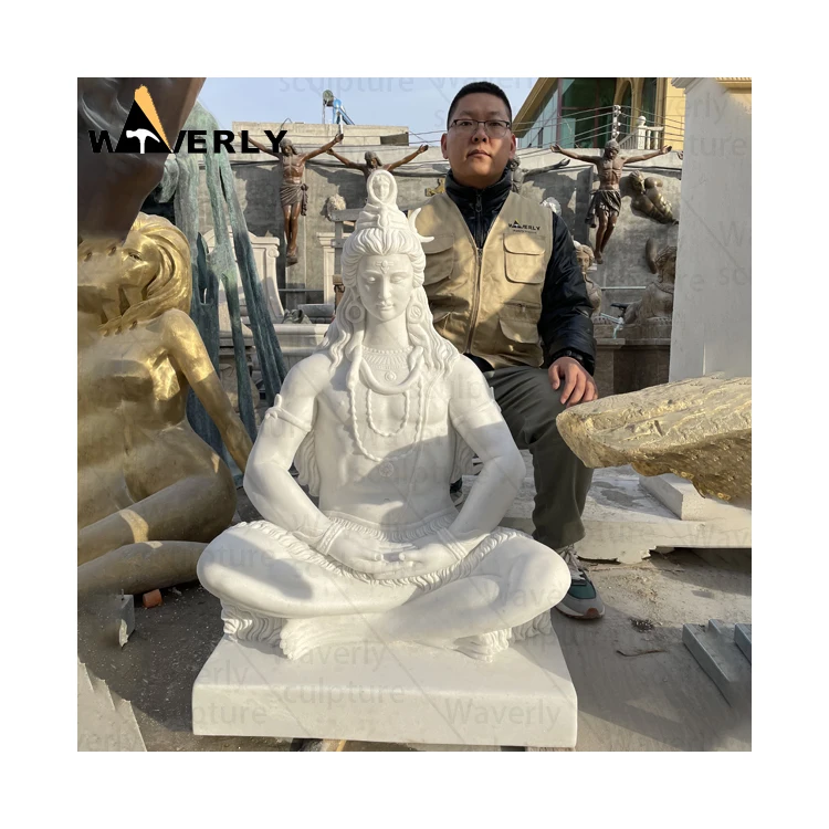 Outdoor Garden Temple Indian God Stone Statue of Shiva Sculpture Hand ...