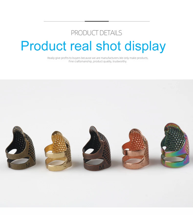 Adjustable Metal Thimble Sewing Tools Needle Presser Finger Sleeves ...