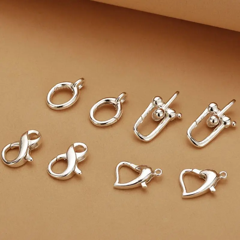 925 sterling silver spring clasp for necklaces lobster closure buckle ...