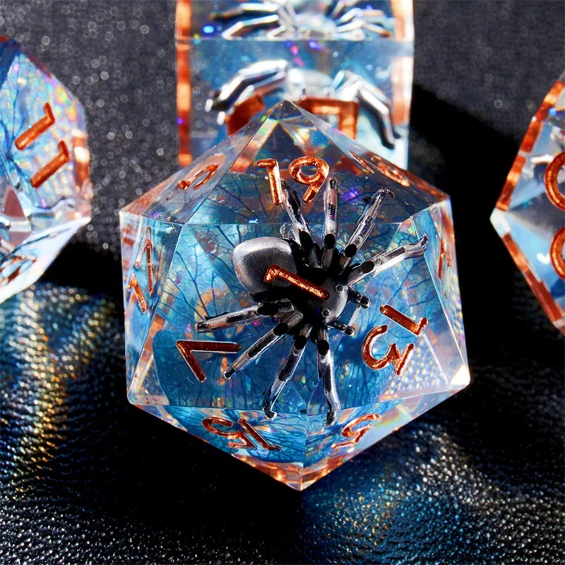 Customized 7-piece Sharp Edged Resin Polyhedral Dice For Dnd Role ...