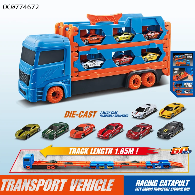 Kids Portable Sliding Car Catapult Container Truck Toy