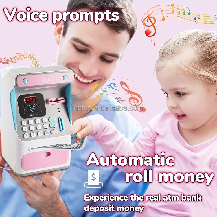 Piggy Money Bank Savings Electronic Mini Atm Machine Cash Coin Real ...