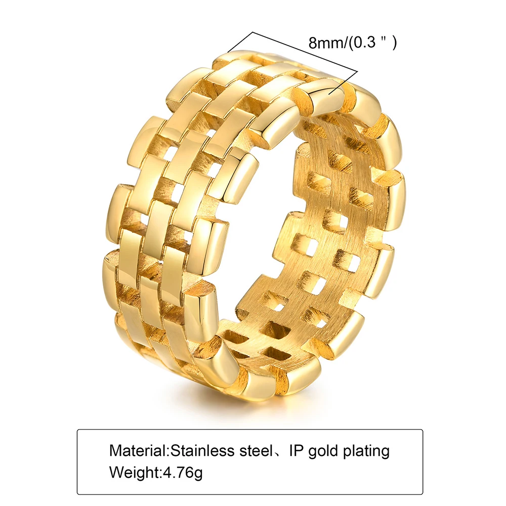 Stainless Steel Strap Rings - Gold Fashion Accessories