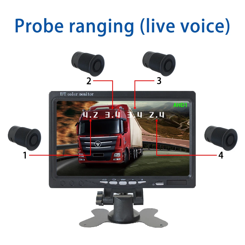 12V 24V Vehicle Reversing Car 1080 AHD Digital Visual Radar Host Blind ...