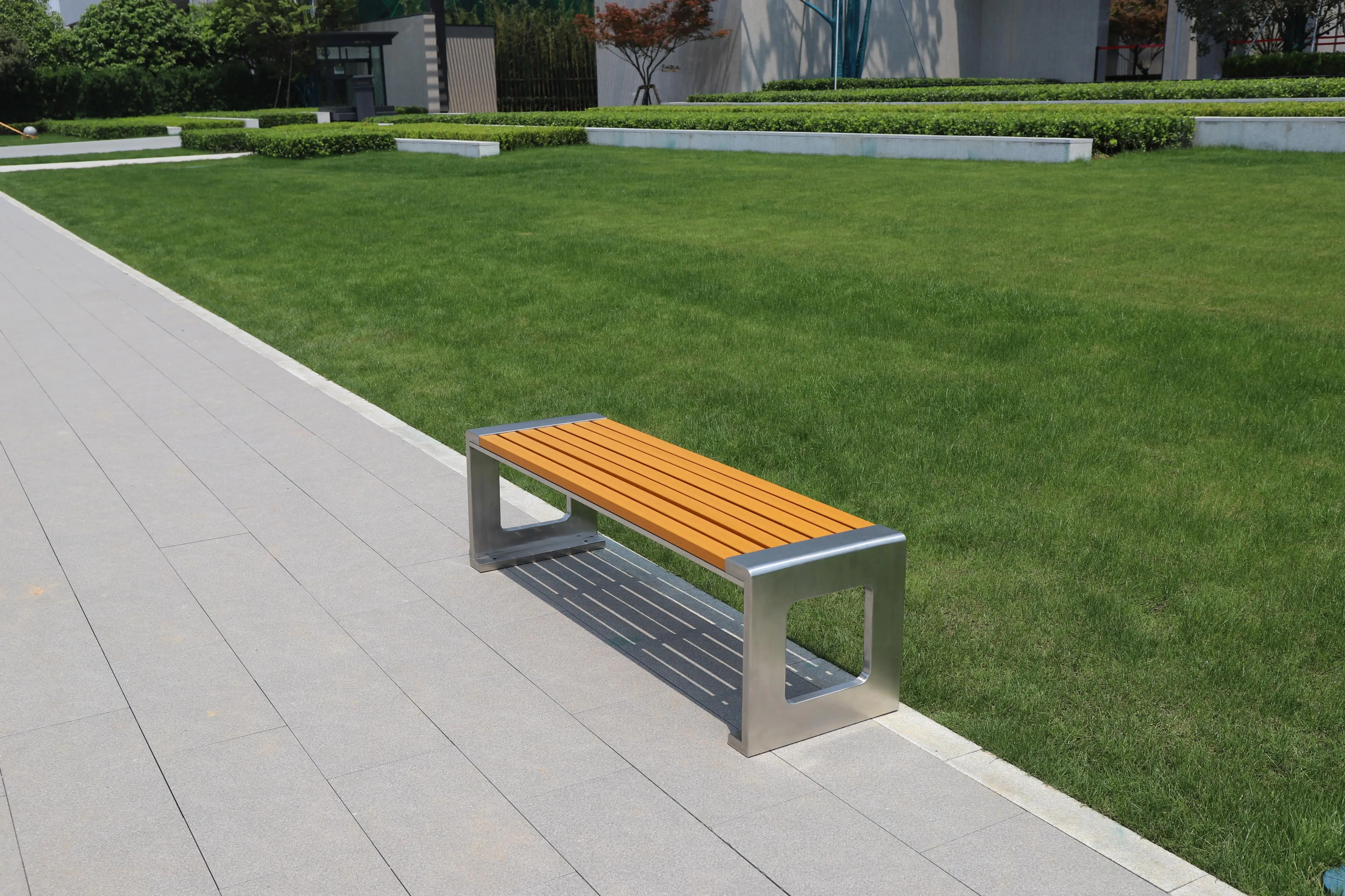 Factory Price WPC Outdoor Wooden Waiting Bench for Garden Hotel Gym ...