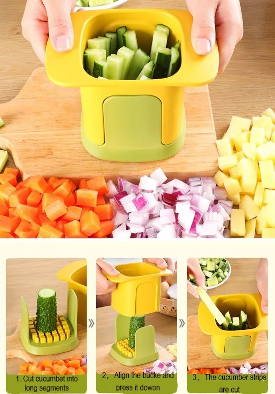 Hand Pressure Vegetable Chopper Cutter Dicing & Slitting Tools Cucumber ...