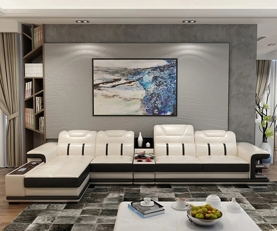 Xijiayi Modern Cheap Sofas - L Shape White Luxury Leather