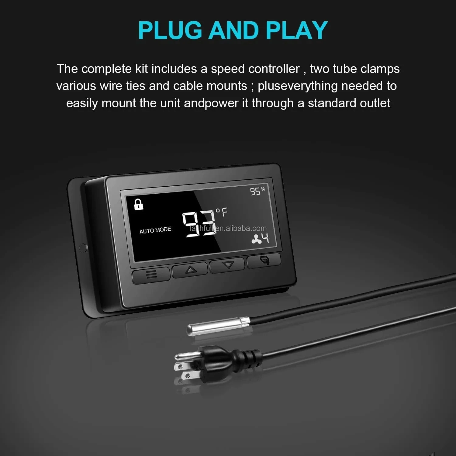 New 4 Inch 212cfm Duct Fan With Smart Wifi Temperature And Humidity ...