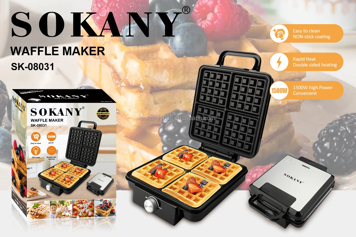 Sokany Electric Sandwich Maker & Toaster For Home Use With Non-stick ...