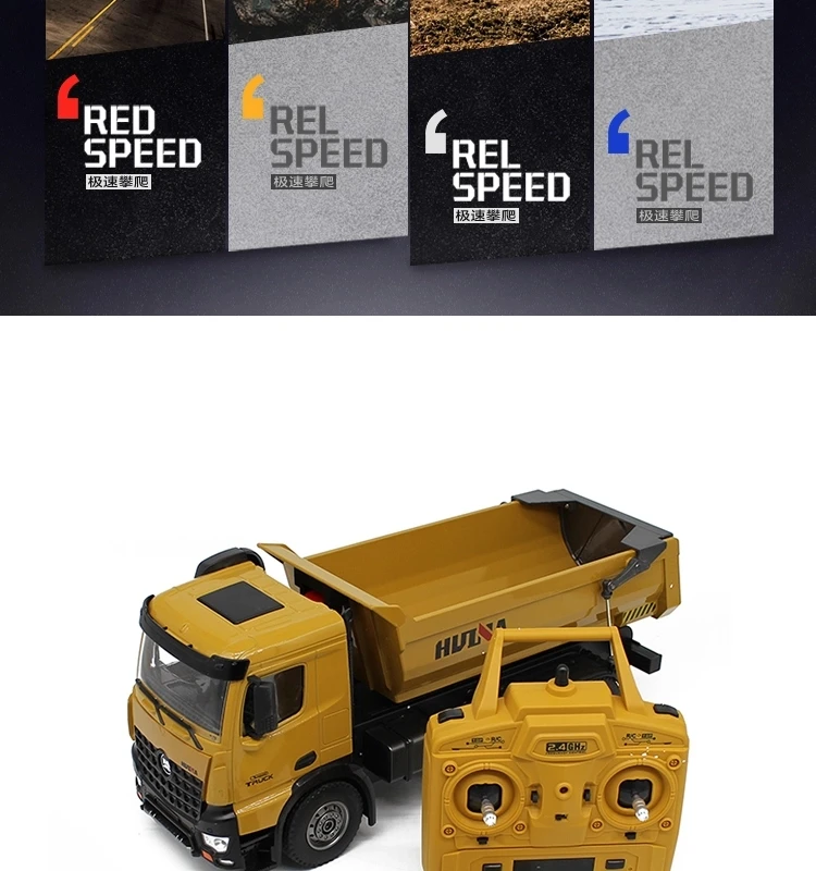 Huina 1582 RC Dump Truck Toy - Alloy Metal Dumper Truck