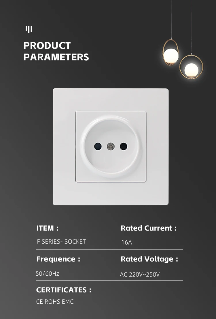 Electrical 16a Black White Color Wall Power Socket Simple Socket Eu ...