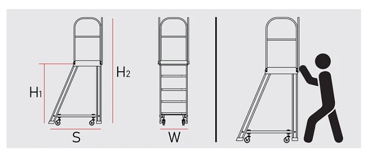 Warehouse Supermarket Mobile Platform Step Ladder Warehouse Freight ...