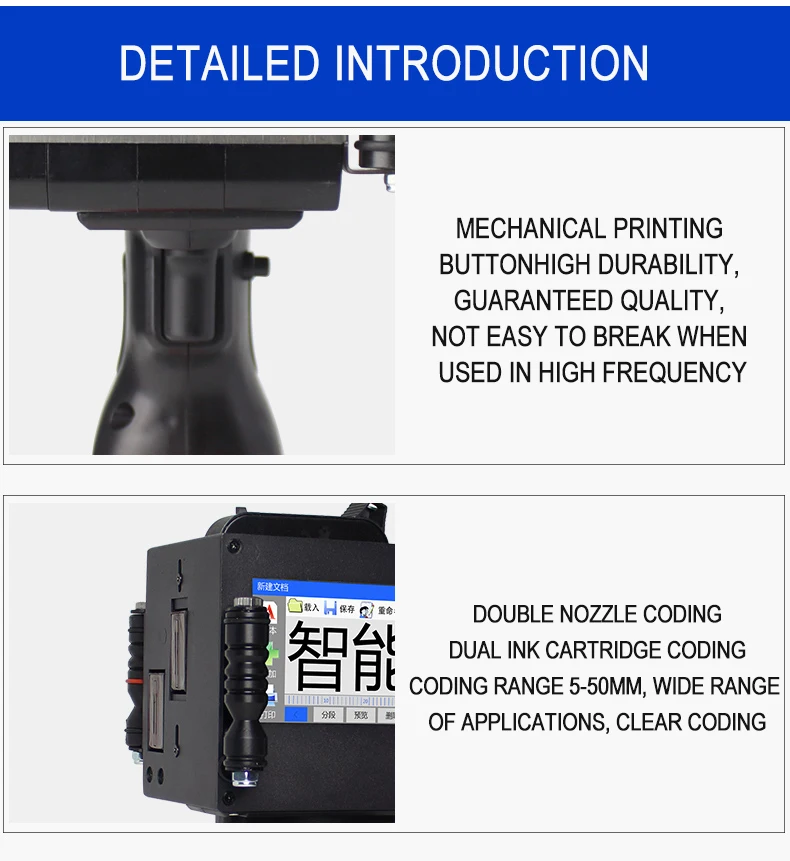 Uyin 50mm Handheld Expiry Barcode Inkjet Printer Printing Date Encoder ...