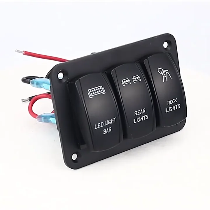 3 Gang 12v Toggle Rocker Switch Panel Led Breaker Waterproof Widely ...