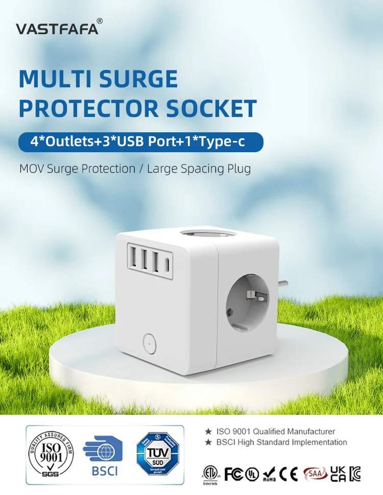 Eu Standard Cube Plug Socket Universal Travel Adapter With Usb Type-c ...