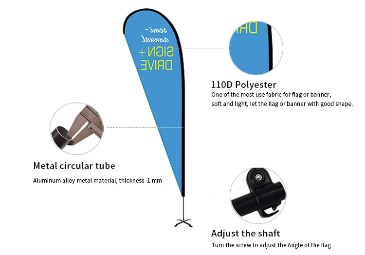 Custom Print Flying Beach Flag - Teardrop Feather Flags