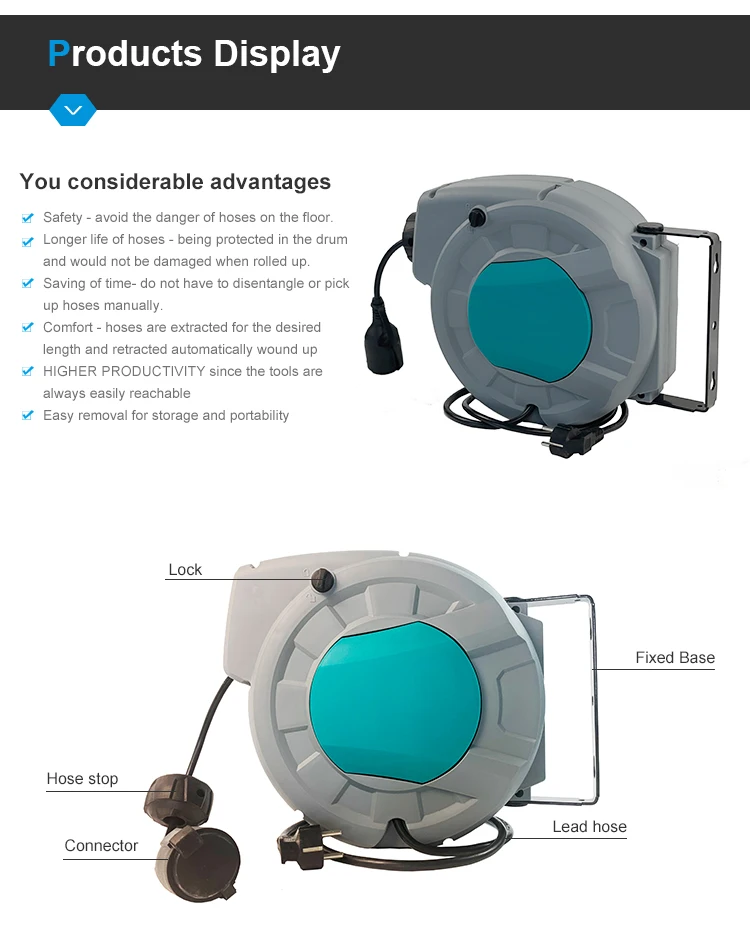 Extension Cord Reels Retractable 220v Power Cord Reel - Buy Industrial ...