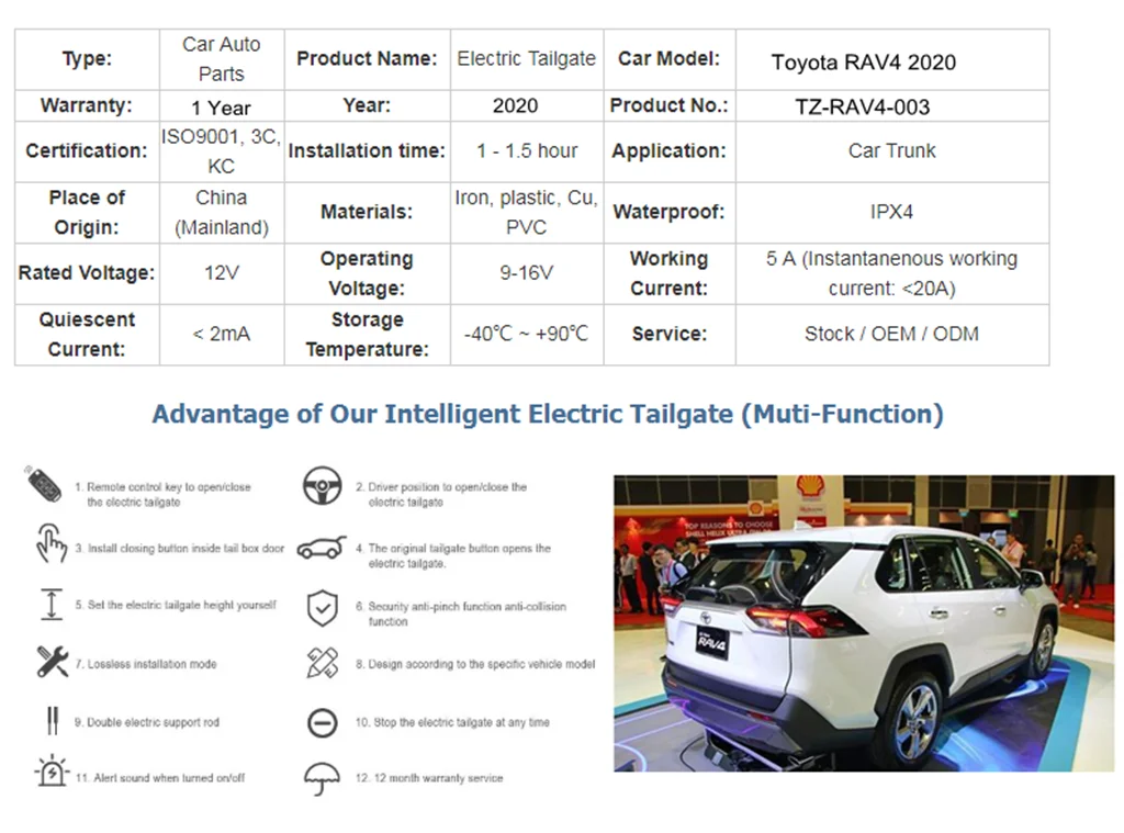 Auto Parts Suv Tail Gate Lifter Power Electric Tailgate Lift for Toyota ...