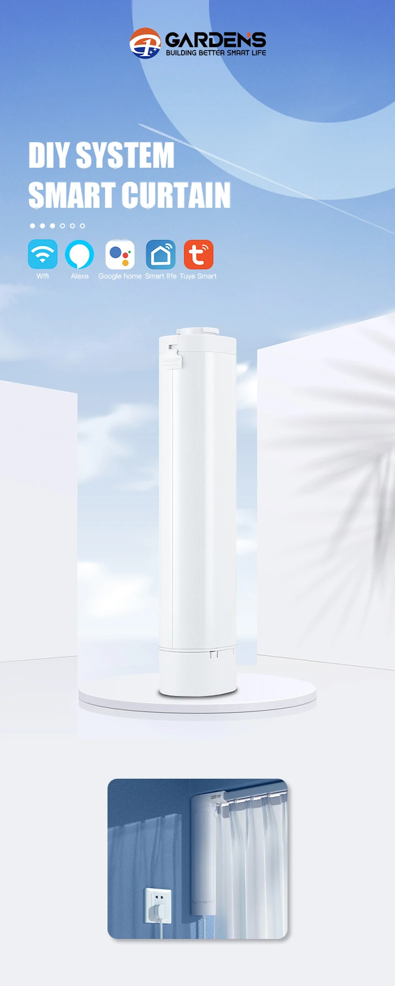 4.2m Electric Curtain Set Adjustable Length Smart Curtain Track ...