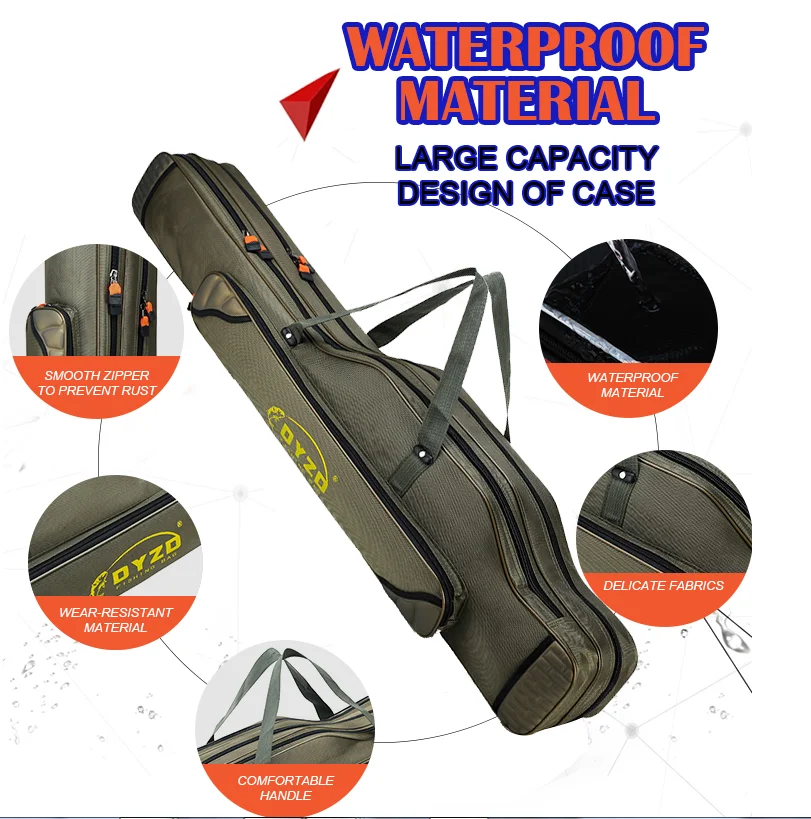 Folding Waterproof Canvas Fishing Rod Bag Fishing Tackle Bag Fishing ...