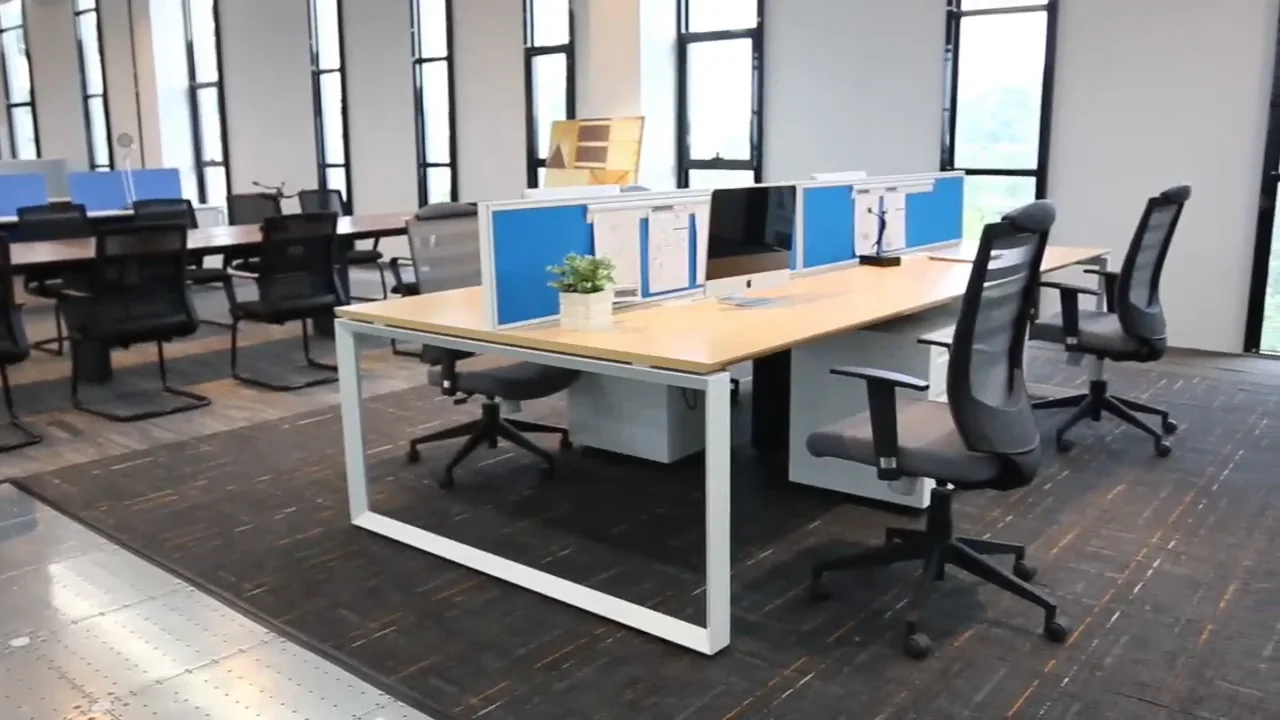 3 Person Work Station Office Home Desk Furniture Table Computer Laptop ...