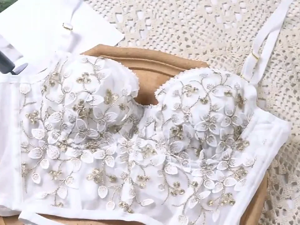 Embroidery Flower Sexy Bra Set French Lingerie Lace Camisole Tank Top ...