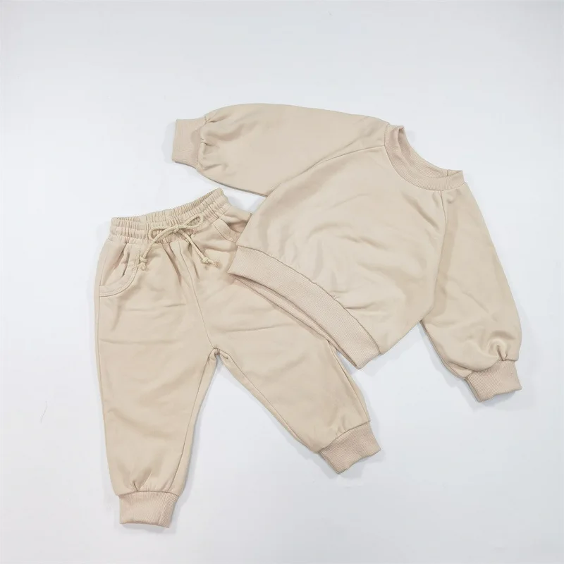 Classic Fall Winter Boys Girls Neutral Cotton Long Sleeve Sweatshirts ...