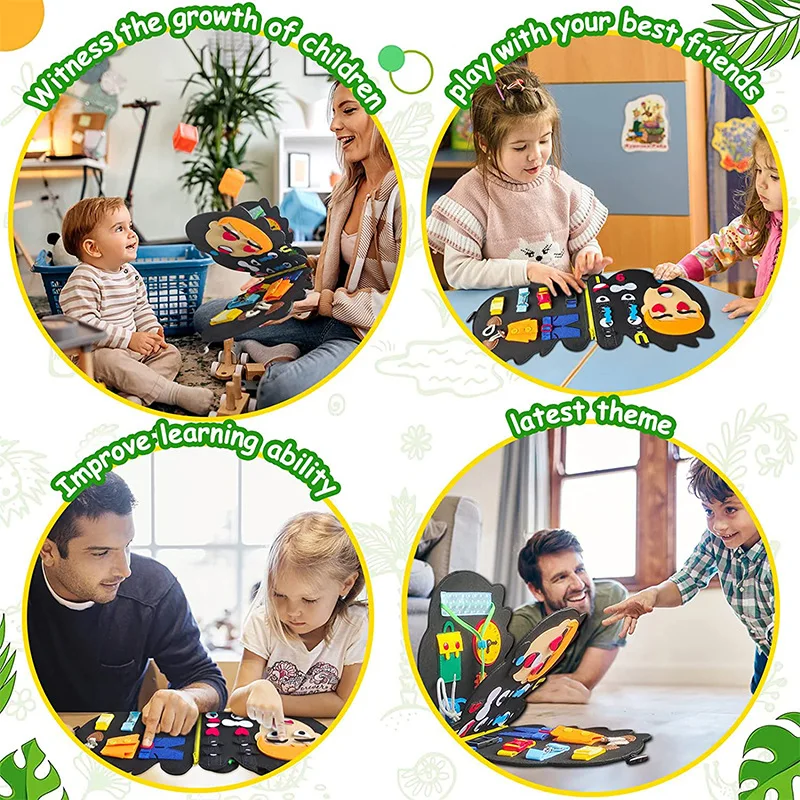 Sensory Autism Foldable Cute Dinosaur Busy Board Basic Skill Diy ...