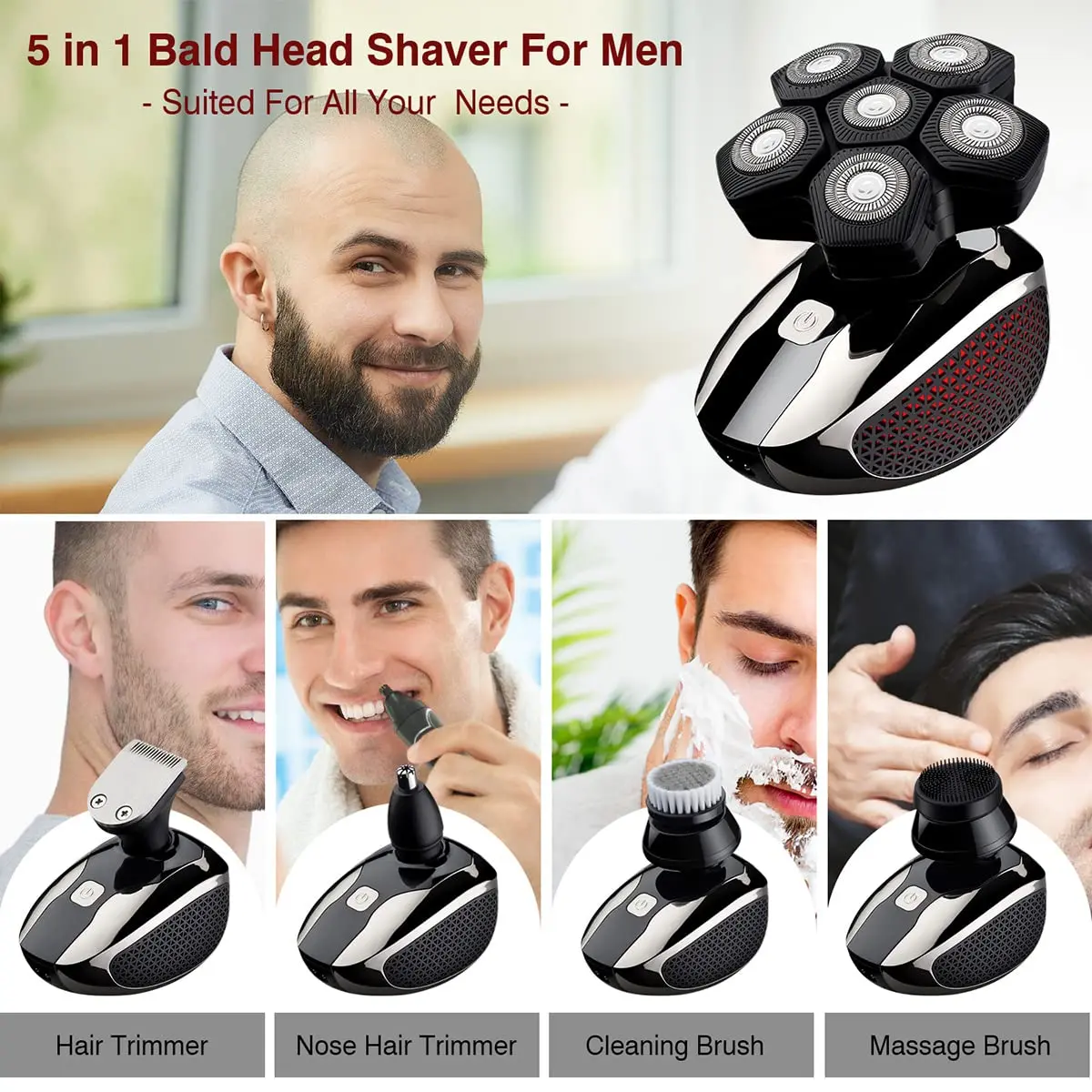 Upgraded 6d Electric Razor For Men Magnetic Shaver Head Beard Trimmer ...