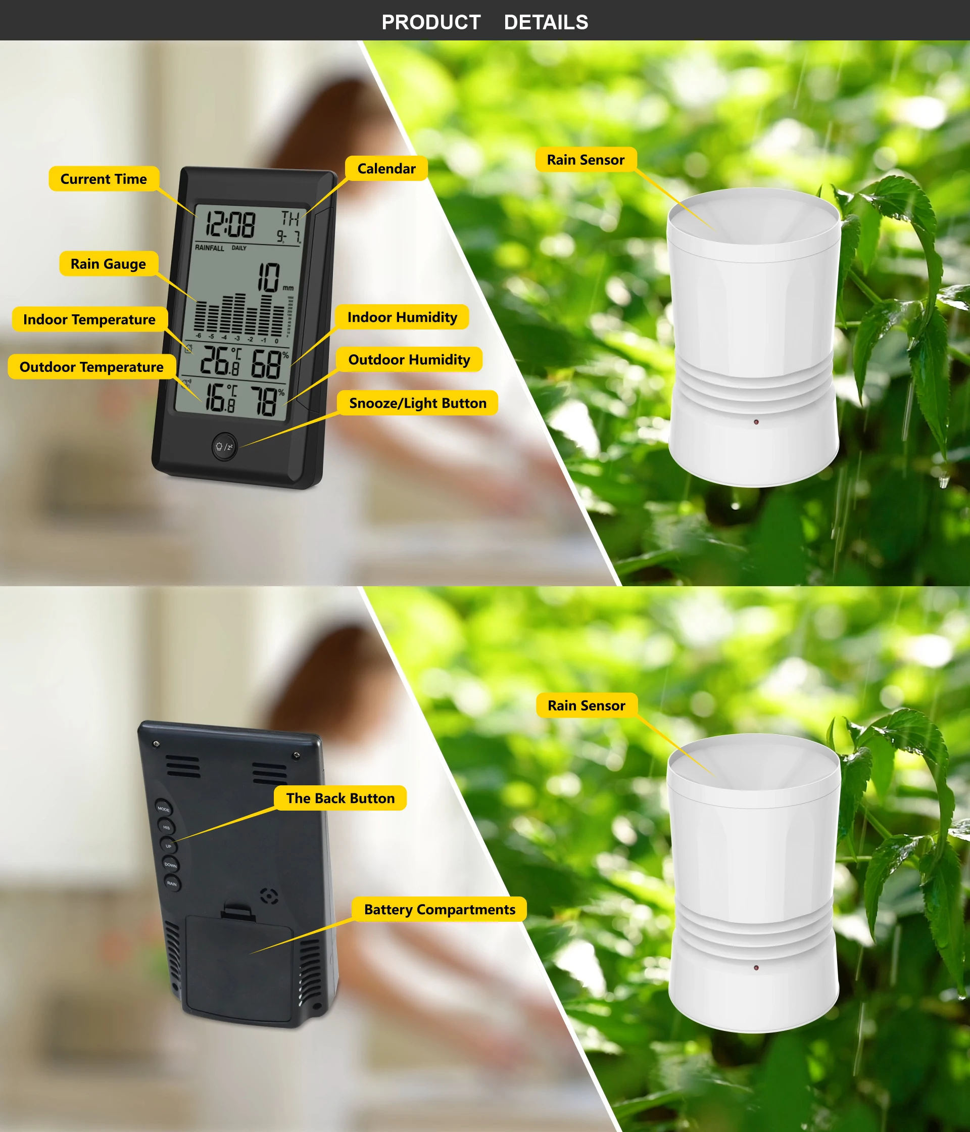 Rain Gauge Weather Station Temperature & Humidity Monitoring System ...