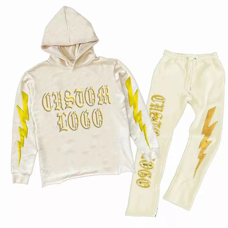 Custom High Quality Puff Printing Tracksuit - 100% Cotton French Terry