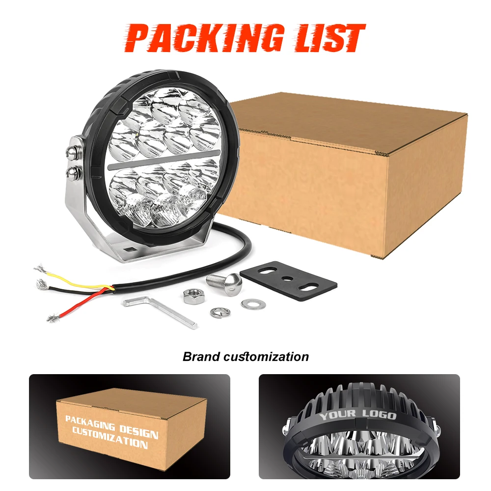 E-mark 7 Inch Round Work Lamp Extraljus Extra Lampor 12v 24v Strands ...